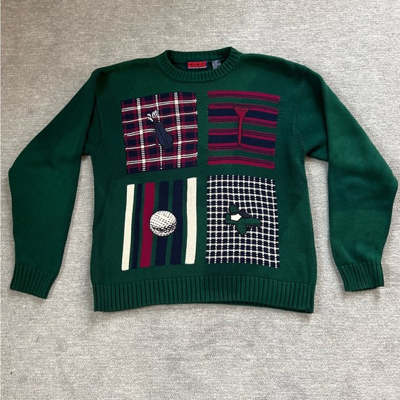Vintage | Sweaters | Vintage Pivot Rules Cotton Knit Golf Sweater ...
